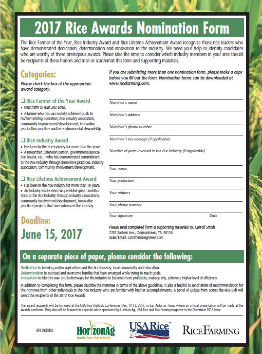 Help Us Honor Rice Industry Leaders | USA Rice Federation